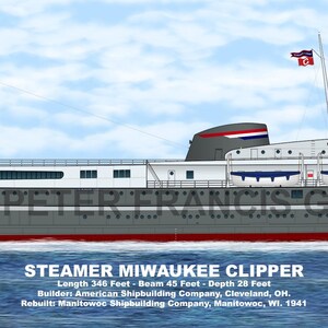 Great Lakes Freighter Ship Ferry Milwaukee Clipper (1941) - Etsy