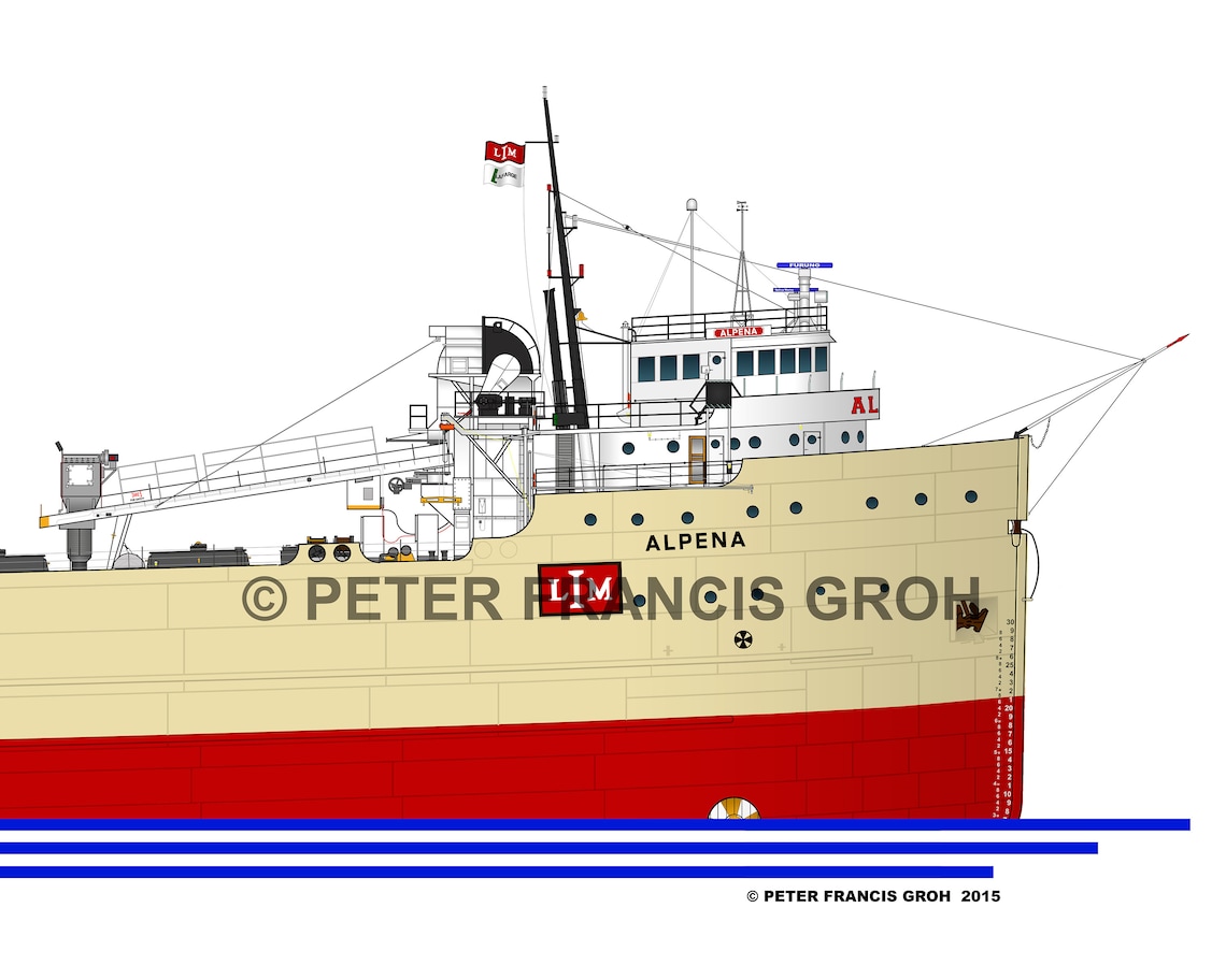 Great Lakes Freighter Ship Alpena - Etsy
