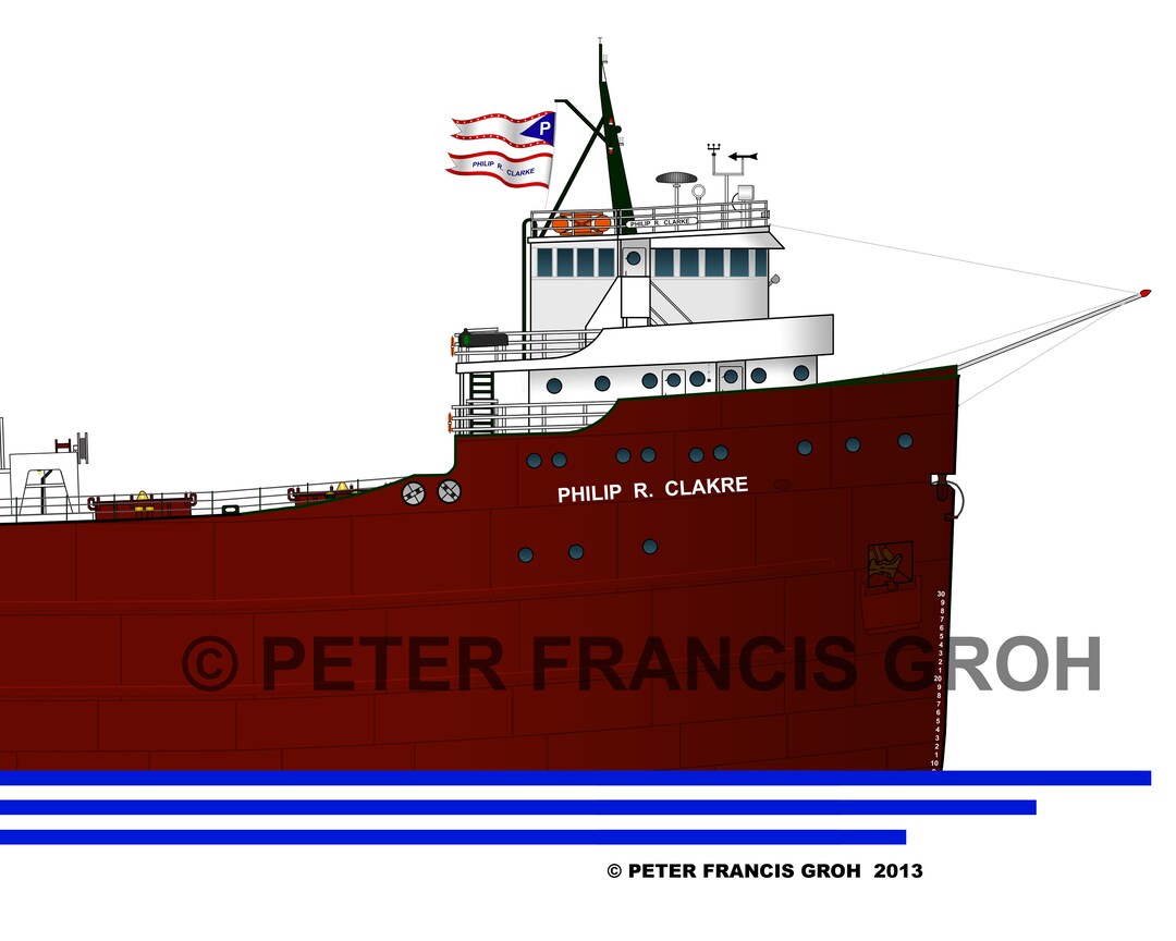 Great Lakes Freighter Ship Philip R. Clarke (1952) - Etsy
