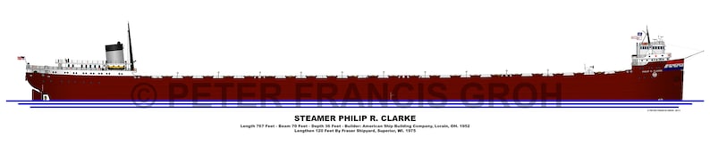 Great Lakes Freighter Ship Philip R. Clarke (1976) - Etsy