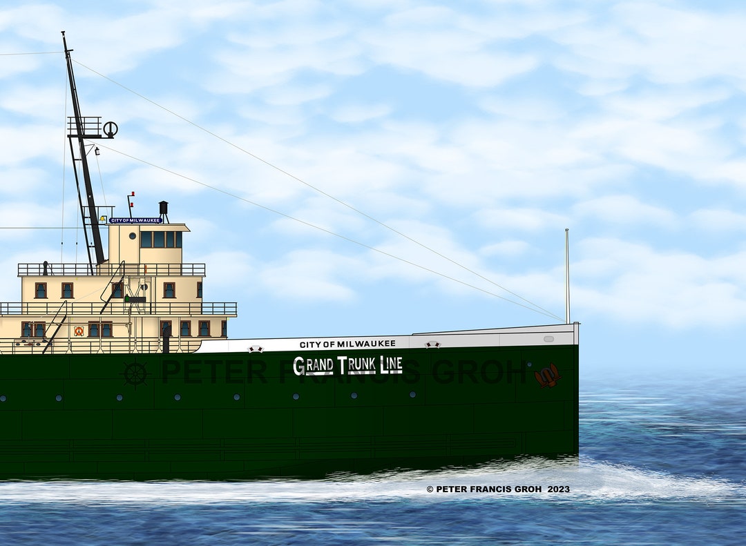 Great Lakes Freighter Ship Ferry City of Milwaukee (1930) - Etsy