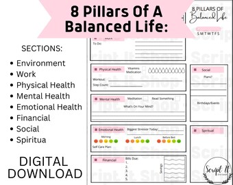 Life Balance Wheel Template Life Balance Wheel Workbook Wheel of Life ...