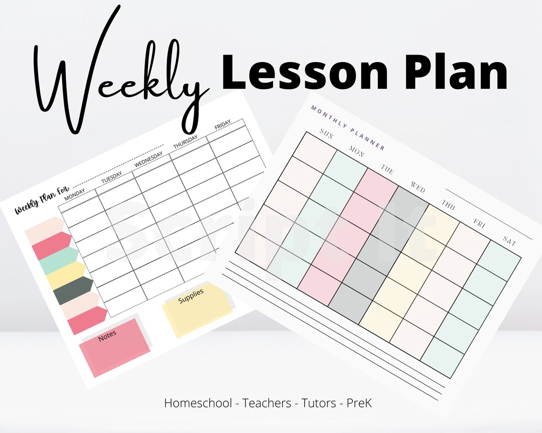 Printable Weekly Lesson Plan for Teachers, Homeschool, Tutor or Prek ...