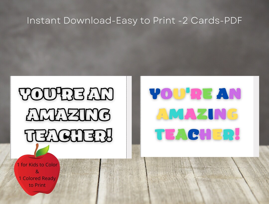 Awesome Teacher Printable Card, Instant Download, Teacher Appreciation ...