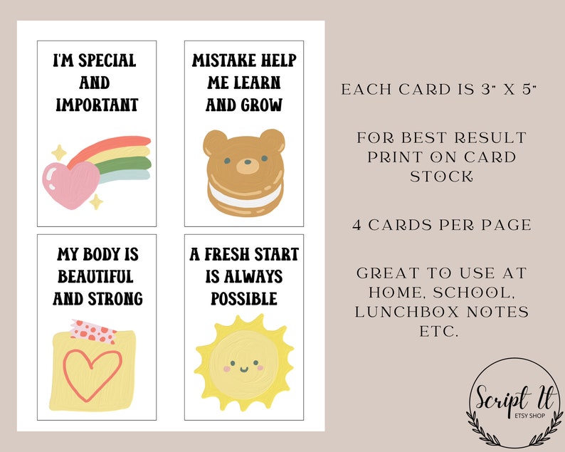 Affirmation Cards for Kids. Kids Mindfulness. Meditation Practice ...