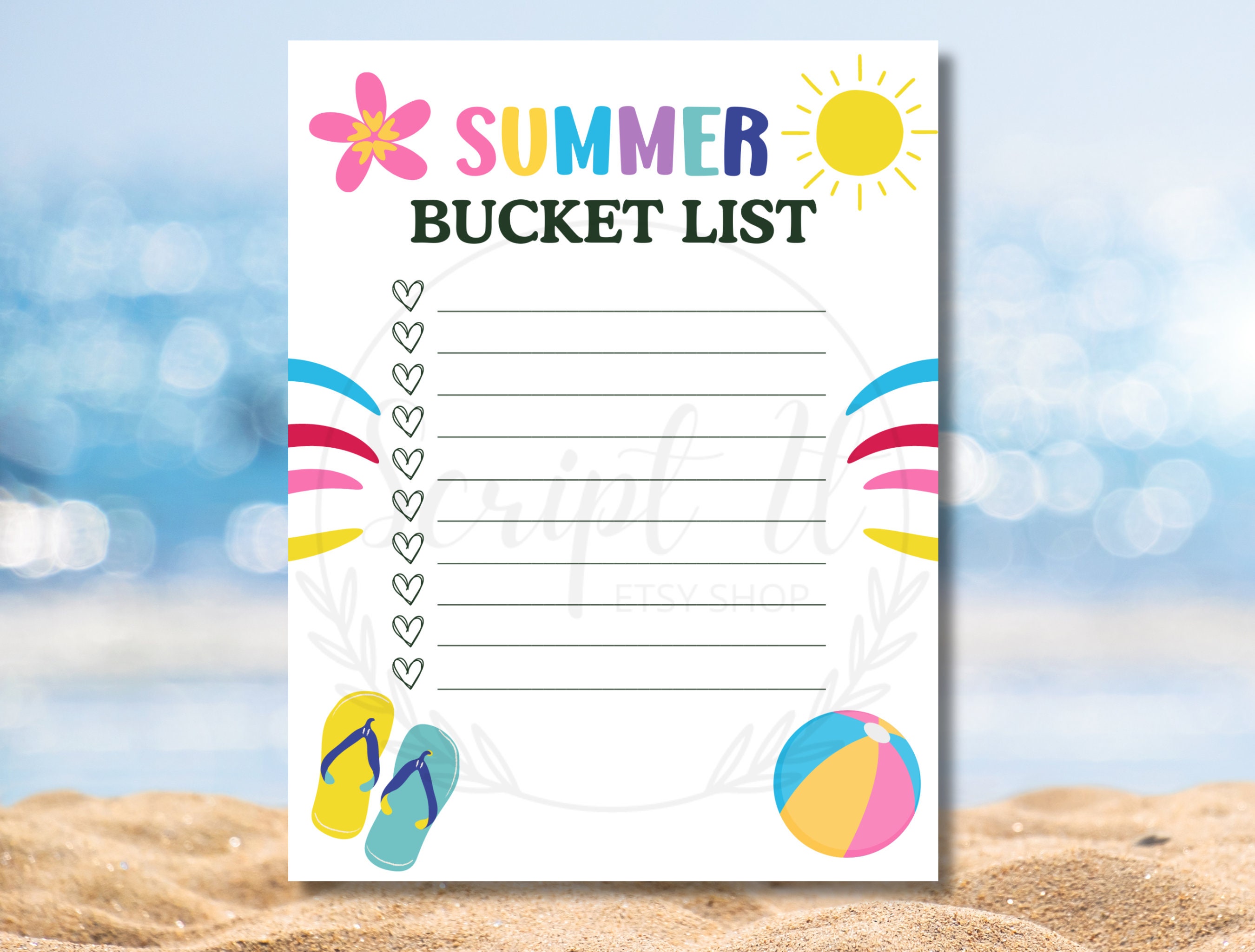 Kids Summer Bucket List Printable Summer Bucket List for Kids Summer ...