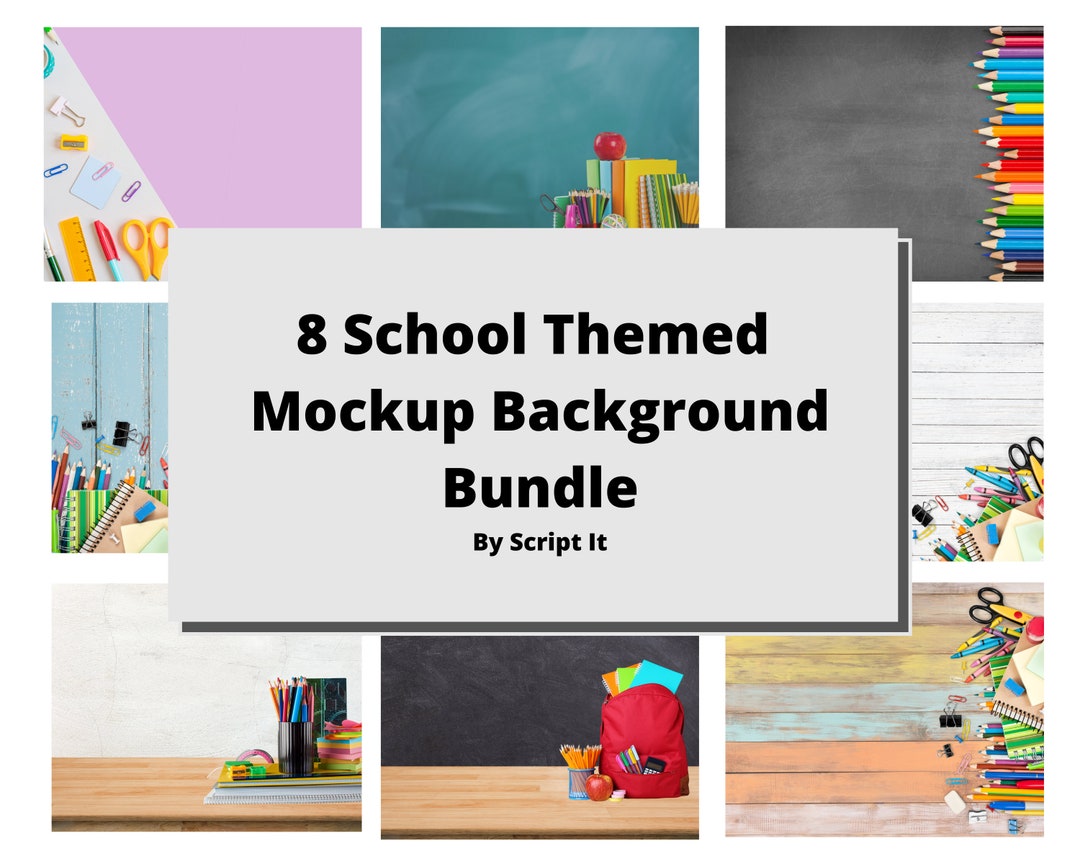 School Themed Background Mockup Bundle Product Backgrounds for Teacher ...