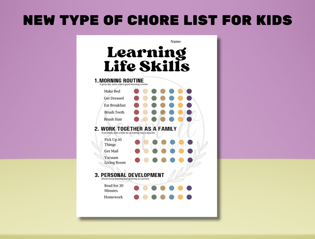 Chore Chart for Kids Printable and Editable Daily Chore Chart Life ...