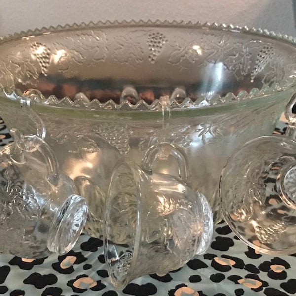 Antique Crystal Punch Bowls - Etsy