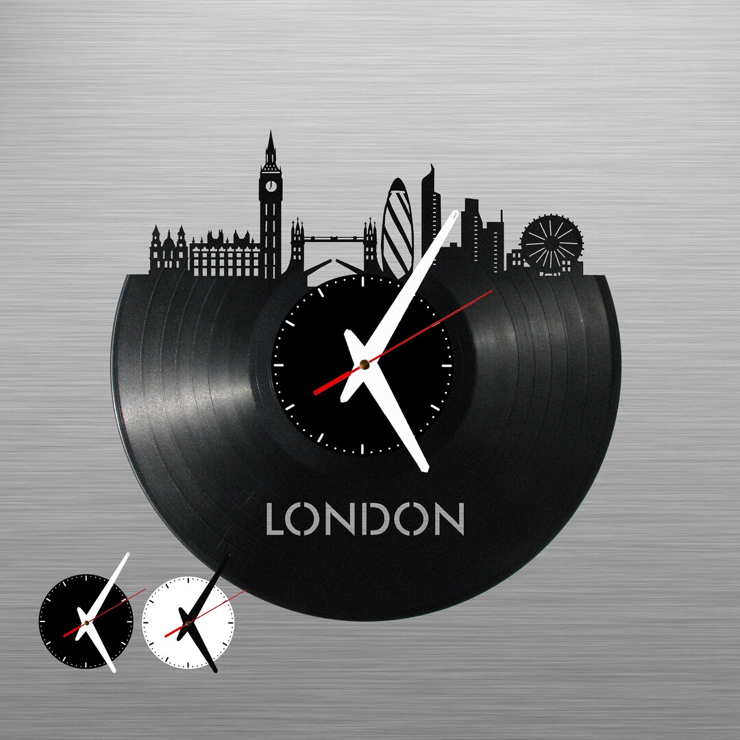 London / Skyline Silhouette - Vinyl Clock, Laser Cut Record Art Music ...