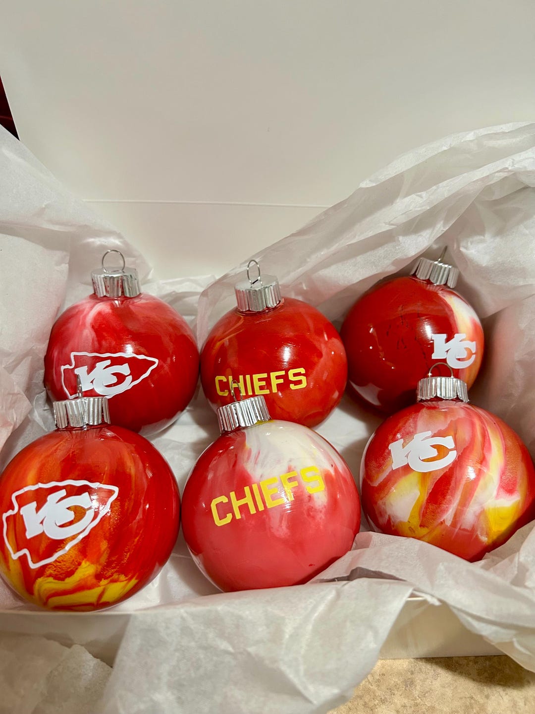 KC Chiefs Football Ornaments Set of 6 - Etsy