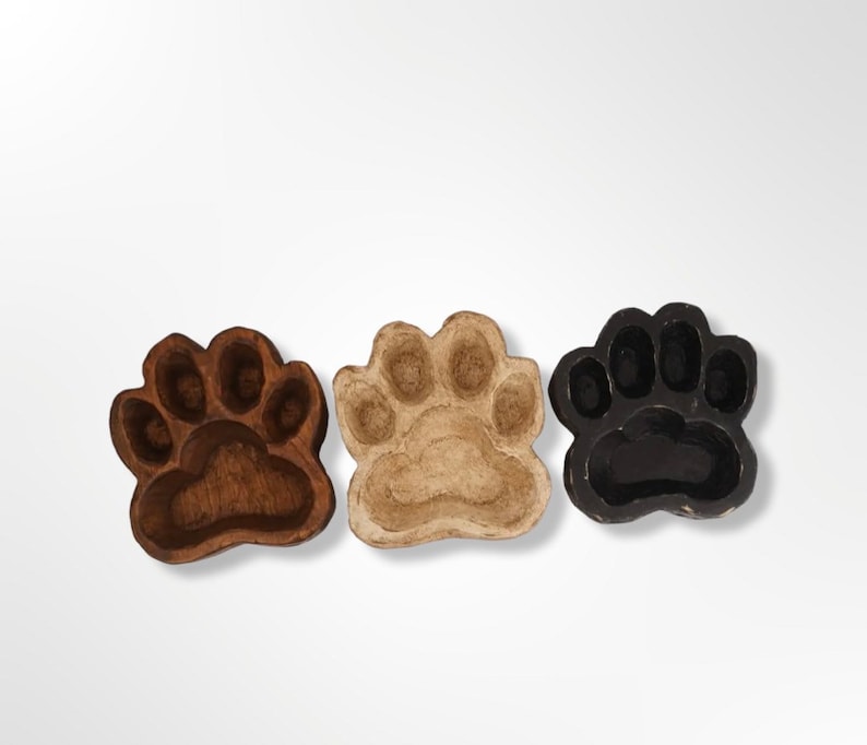 Paw Print Wood Dough Bowl, Rustic Antiqued Farmhouse Decor - Etsy