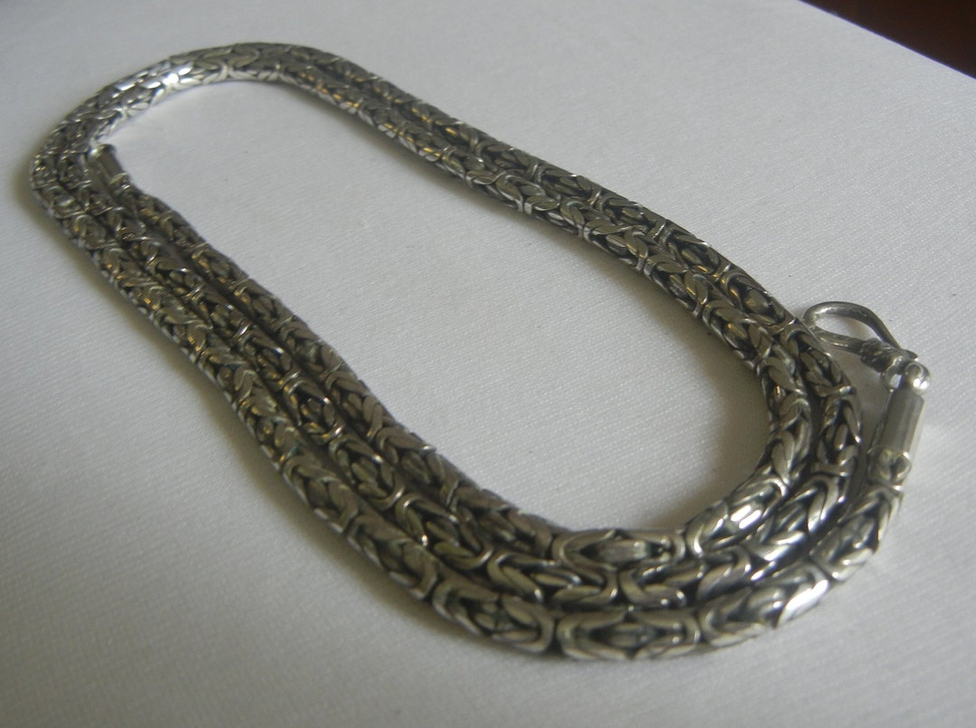 32 Bali Byzantine Sterling Silver Chain 4mm 60 Grams. Mens Bali ...