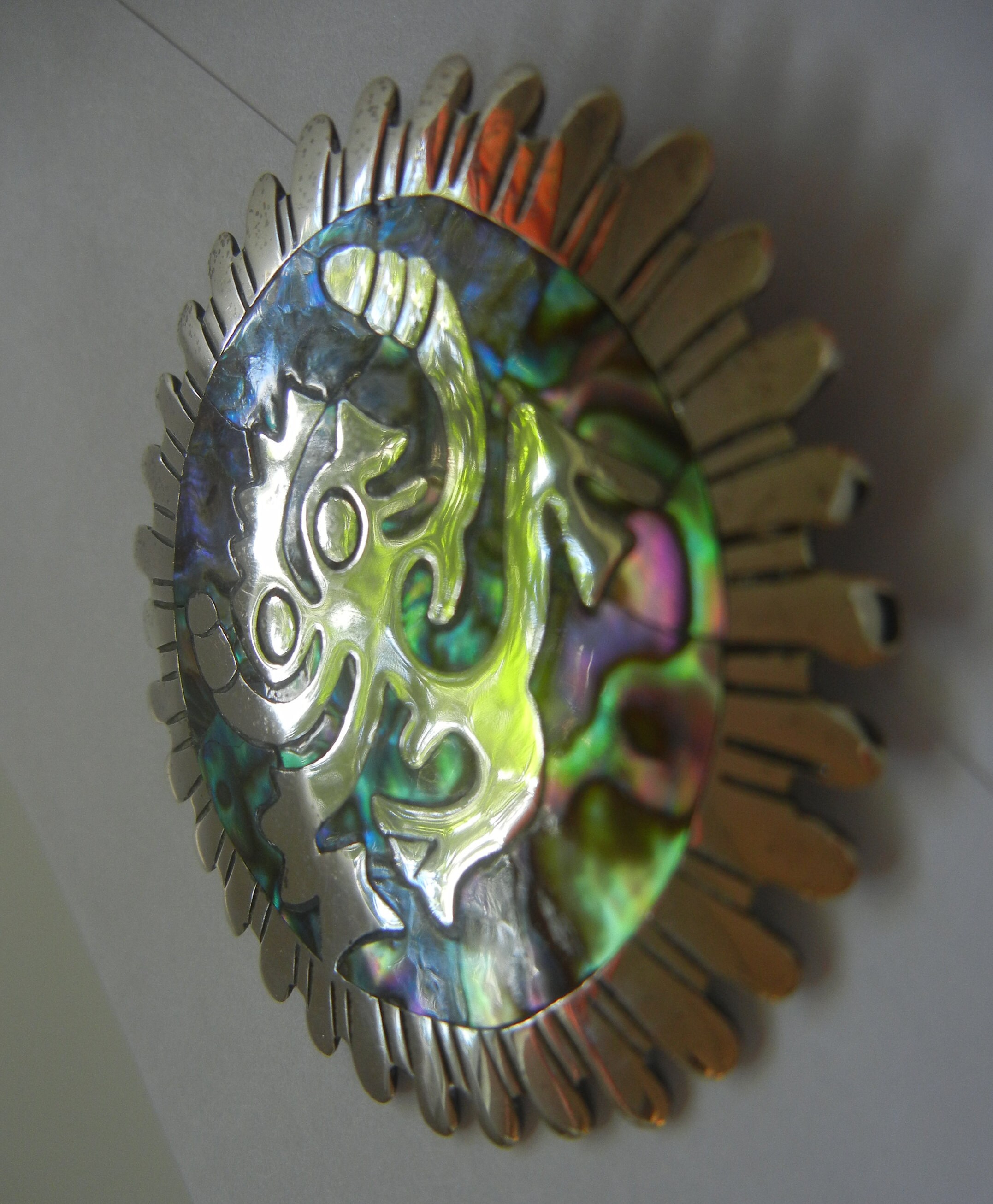 Sterling silver & abalone Aztec Ozomatli brooch 12.1 grams | Etsy