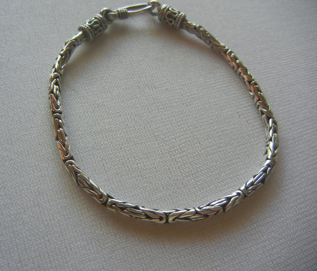 Thin Bali Byzantine Sterling Silver Bracelet 9 Grams, 7 X 2mm. Bali ...