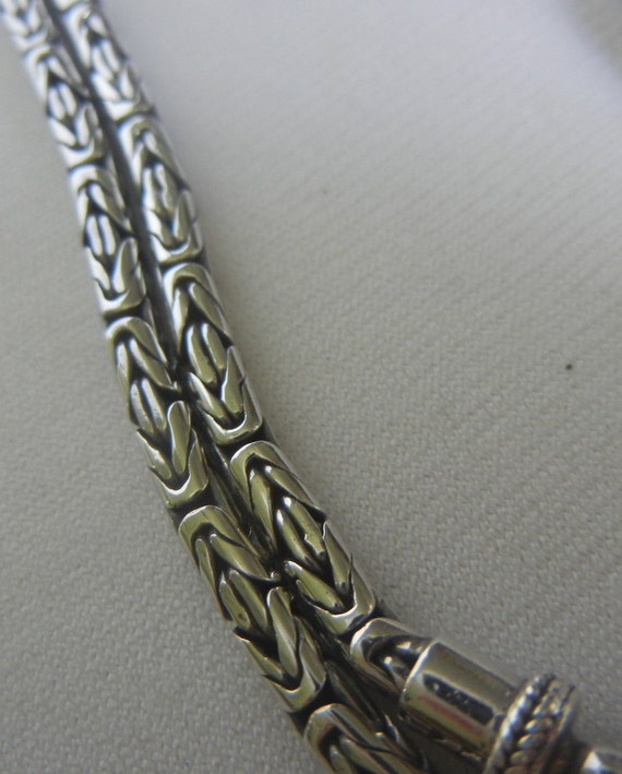 17-1/2" Bali Byzantine sterling silver chain 3mm, 27.… - Gem