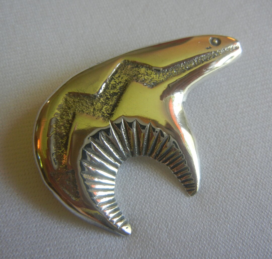 Large Navajo Heartline Spirit Bear Pendant & Brooch Combo Sterling ...