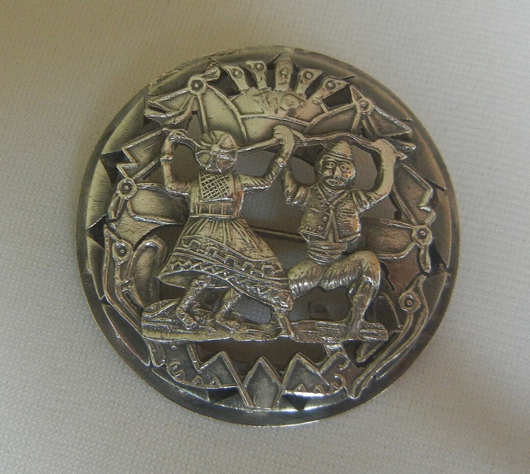 Peruvian Dancing Couple Sterling Silver Brooch 17.9grams, 1-5/8 ...