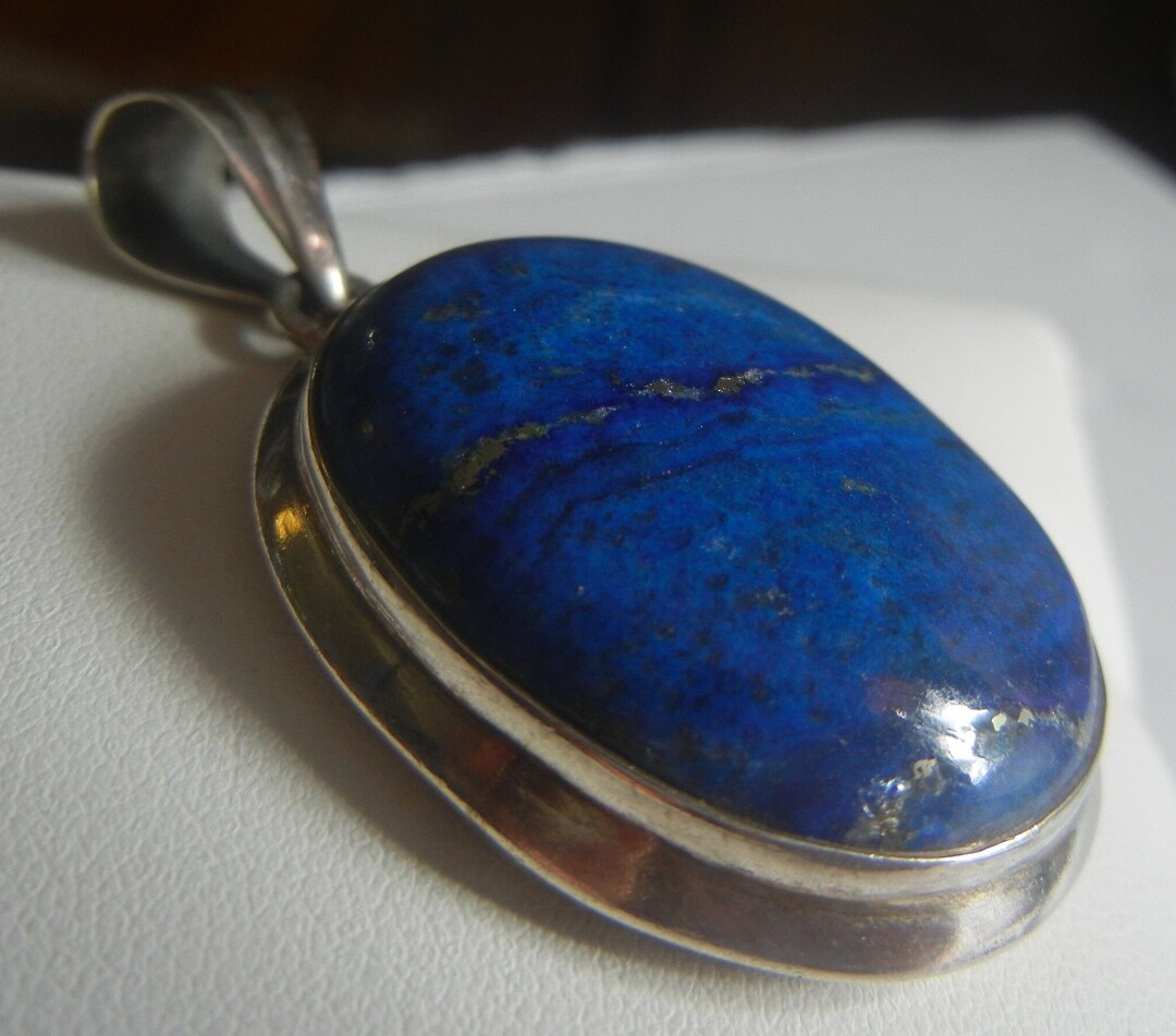 Polished Lapis With Gold Matrix & Sterling Silver Pendant 17.6 Grams, 2 ...