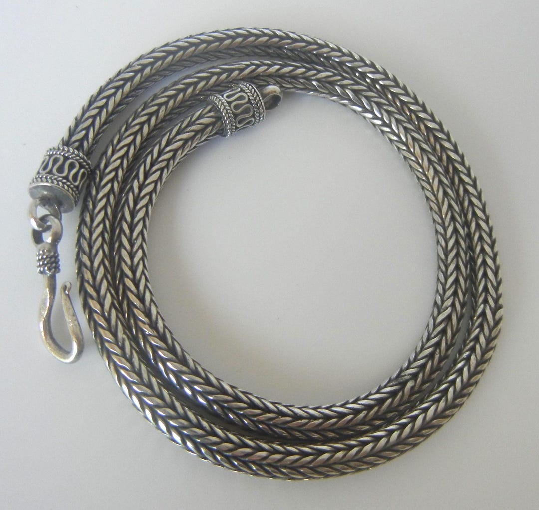 Vintage Bali Wheat Chain, 18" Sterling Silver: Handmade, 54.8 Grams. - Etsy