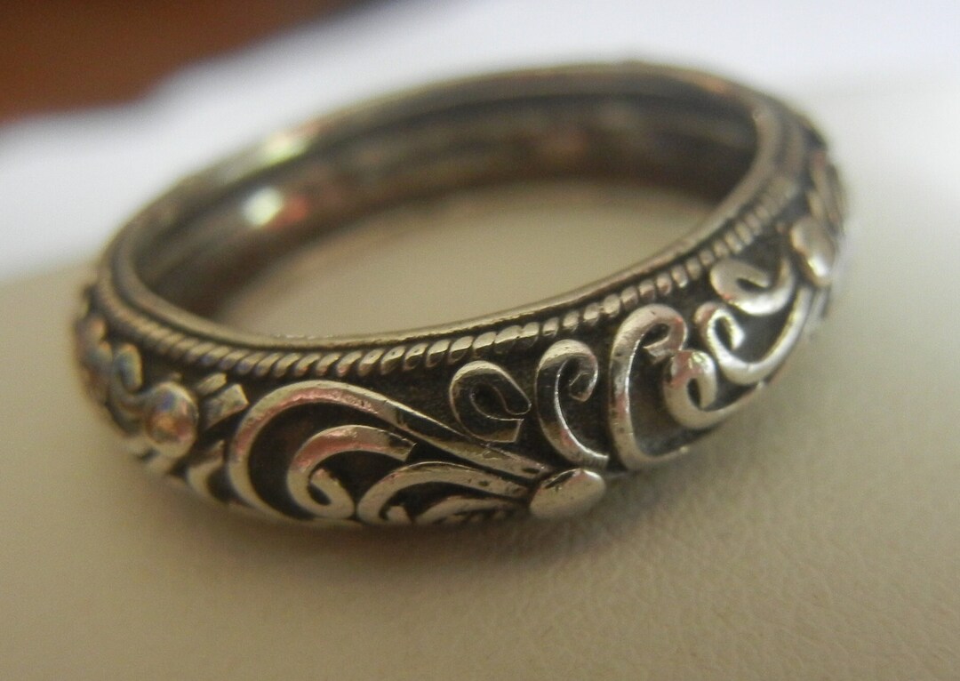 Vintage Bali Suarti Filigree Ring Band Sterling Silver 3.8 Grams, Size ...