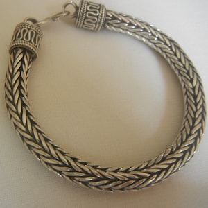 Heavy Bali Wheat Chain Sterling Silver Bracelet 42.5 Grams, 7-3/4 X 6 ...