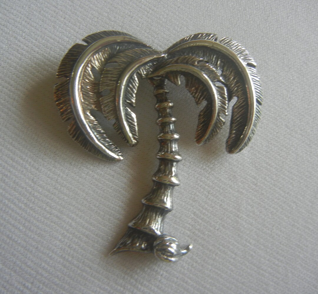 Art Deco Swaying Palm Tree & Fallen Coconut, Taxco Brooch Sterling ...