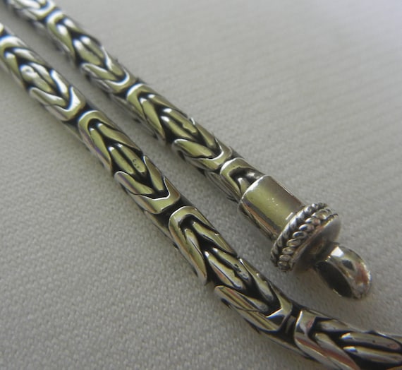 17-1/2" Bali Byzantine sterling silver chain 3mm, 27.… - Gem