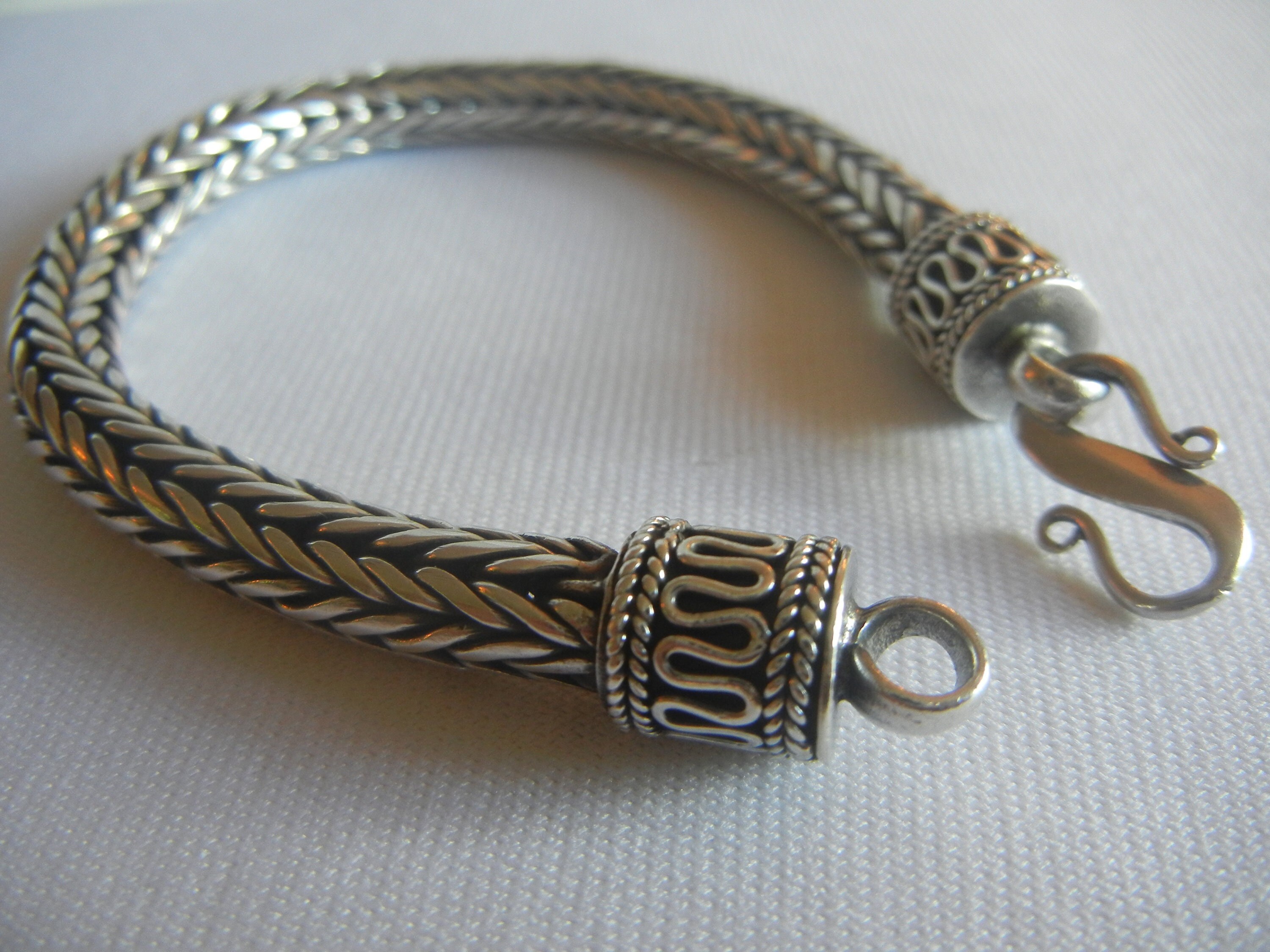 Heavy Bali Wheat Chain Sterling Silver Bracelet 42.5 Grams - Etsy