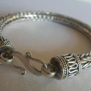 Heavy Bali Wheat Chain Sterling Silver Bracelet 42.5 Grams, 7-3/4 X 6 ...