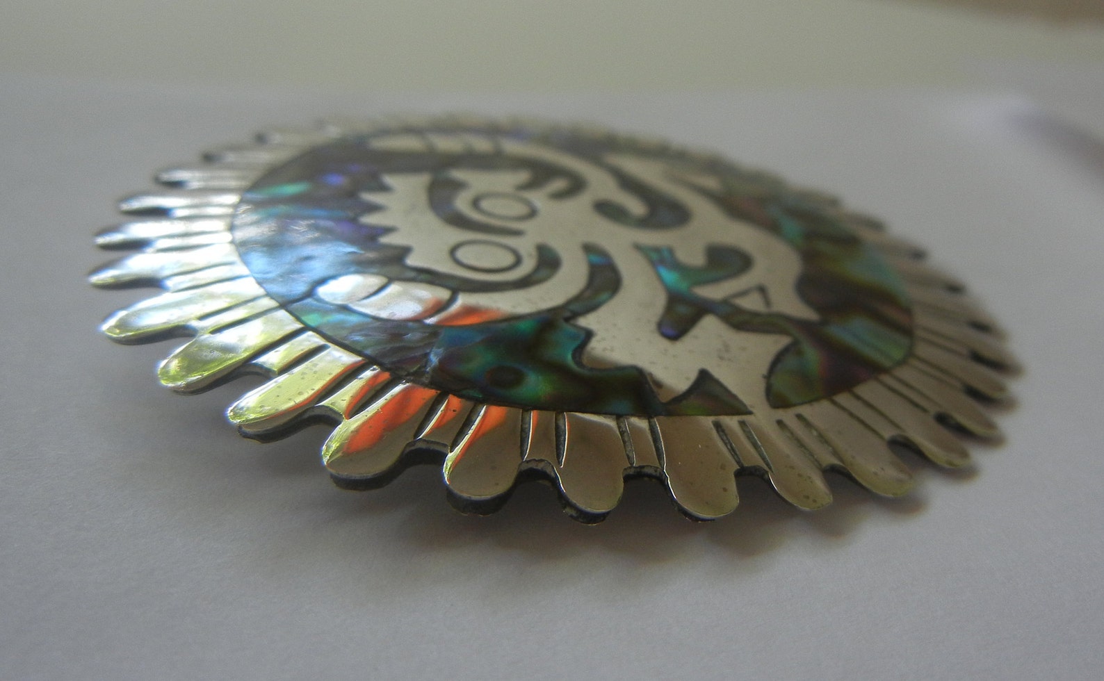 Sterling silver & abalone Aztec Ozomatli brooch 12.1 grams | Etsy