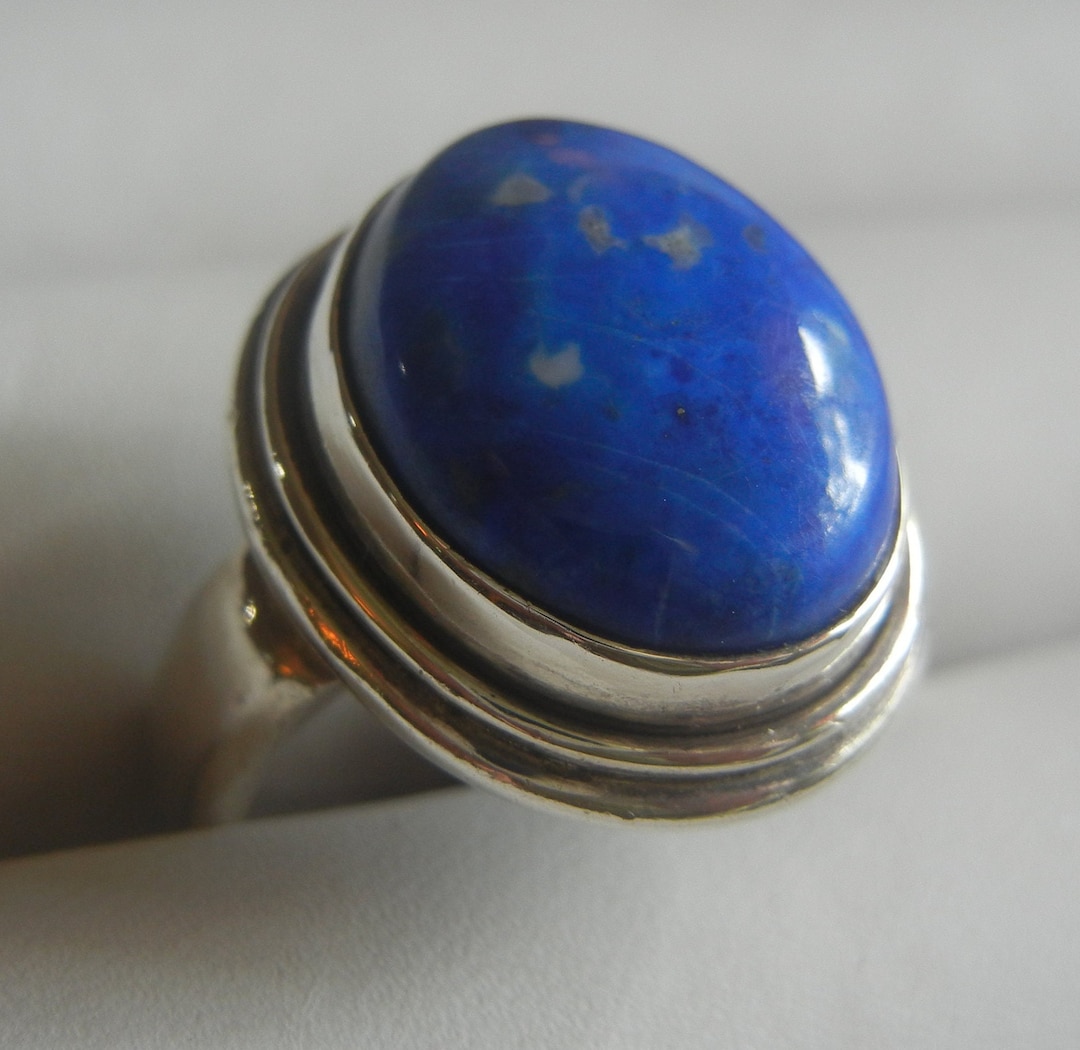 Classic Sterling Silver & Lapis Ring Size 9.25, 11.6 Grams, 7/8" X 3/4 ...