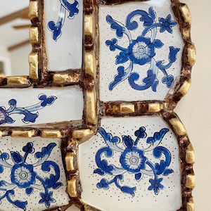 Blue and White Painted Glass Arch Mirror, Spanish Arch Mirror, Peruvian ...