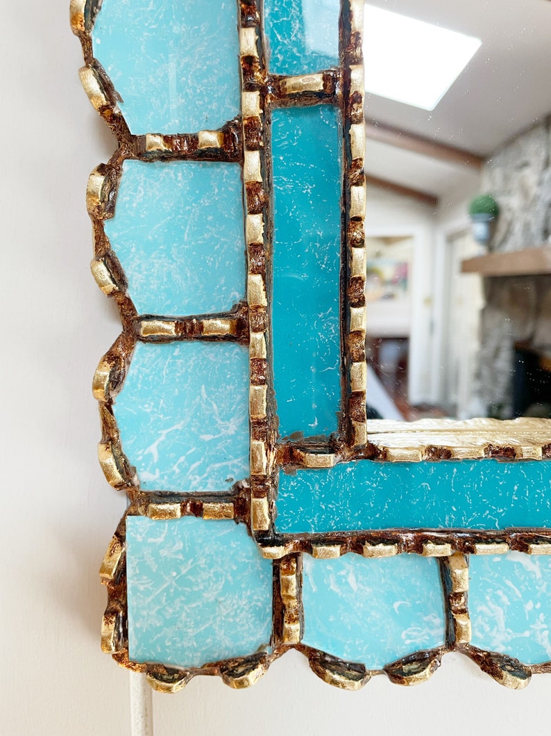 Aqua Blue Arch Mirror Mediterranean Blue Arch Mirror Spanish - Etsy