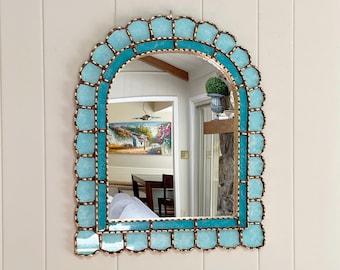 Aqua Blue Arch Mirror, Mediterranean Blue Arch Mirror, Spanish Mirror ...