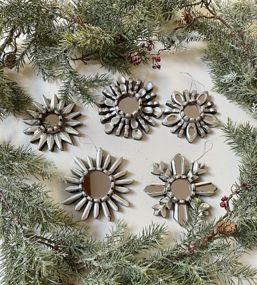 Small Silver Leaf Mirrors, Silver Star Mirrors, Silver Snowflake ...