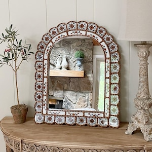 Mediterranean Tiles Arch Mirror, Bohemian Mirror, Spanish Peruvian ...