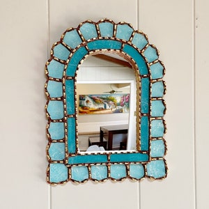Aqua Blue Arch Mirror Mediterranean Blue Arch Mirror Spanish - Etsy