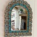 Aqua Blue Arch Mirror With Flowers, Mediterranean Arch Mirror, Spanish ...