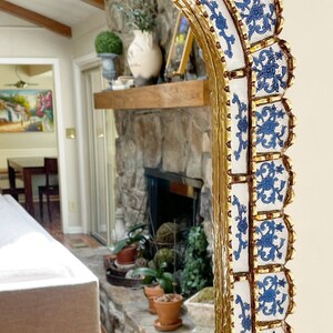 Blue and White Painted Glass Arch Mirror Spanish Arch Mirror - Etsy