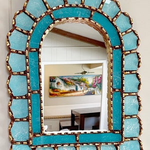 Aqua Blue Arch Mirror, Mediterranean Blue Arch Mirror, Spanish Mirror ...