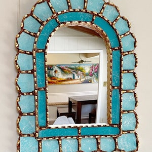 Aqua Blue Arch Mirror, Mediterranean Blue Arch Mirror, Spanish Mirror ...