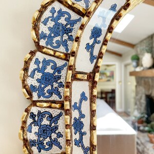 Blue and White Painted Glass Arch Mirror Spanish Arch Mirror - Etsy