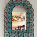 Aqua Blue Arch Mirror With Flowers, Mediterranean Arch Mirror, Spanish ...