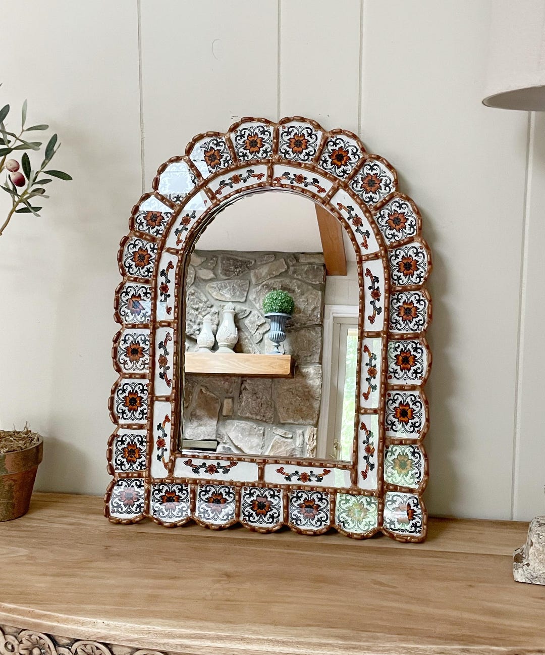 Mediterranean Tiles Arch Mirror, Spanish Peruvian Italian French ...