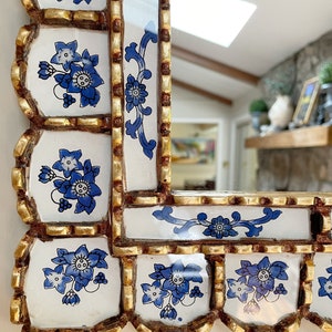 Spanish Arch Mirror, Blue and White Arch Mirror, Mediterranean Mirror ...