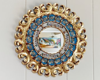 Blue and White Painted Glass Arch Mirror, Spanish Arch Mirror, Peruvian ...