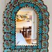 Aqua Blue Arch Mirror With Flowers, Mediterranean Arch Mirror, Spanish ...