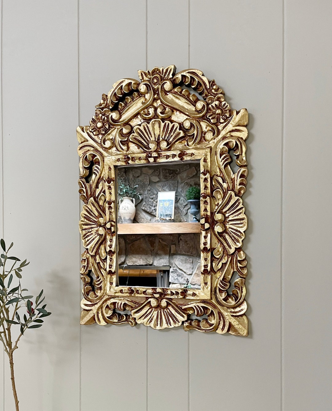 Spanish Baroque Shells Mirror With Gold Leaf, Handmade Peruvian Mirror ...