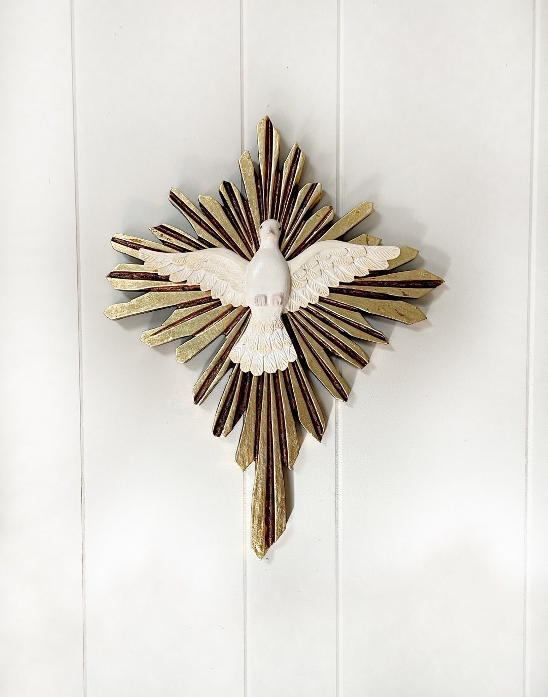 Holy Spirit Dove With Rays, Espiritus Santo, Handmade Dove With Gold ...